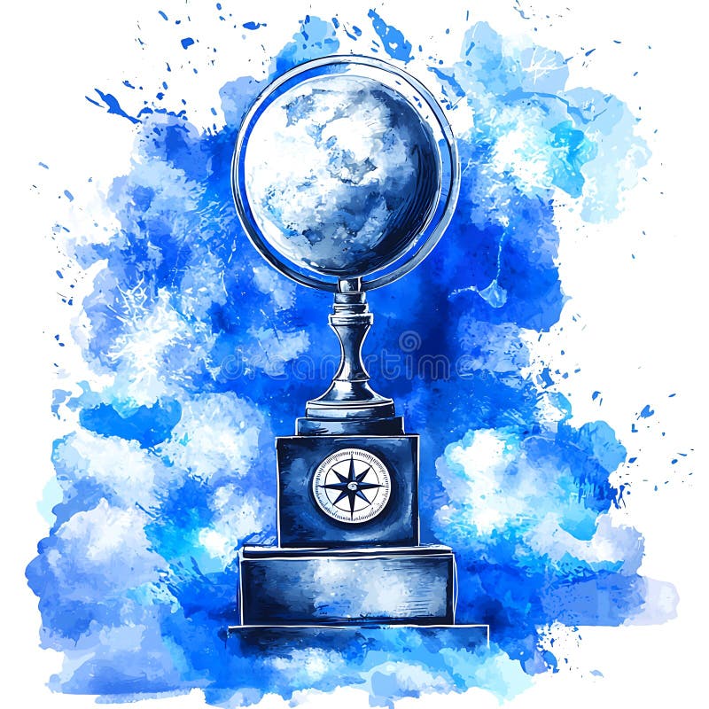 Abstract Watercolor Globe Award with Compass Stock Illustration ...
