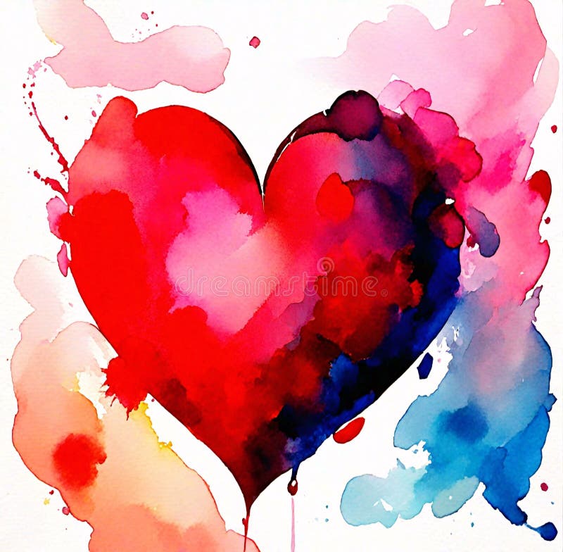 Abstract Watercolor Heart Abstract Background Watercolor Painted Heart ...