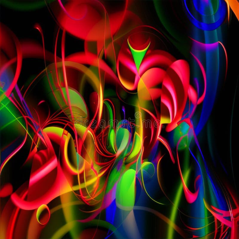 Abstract Watercolor Neon Illustration, Digital Painted Texture, Rainbow ...