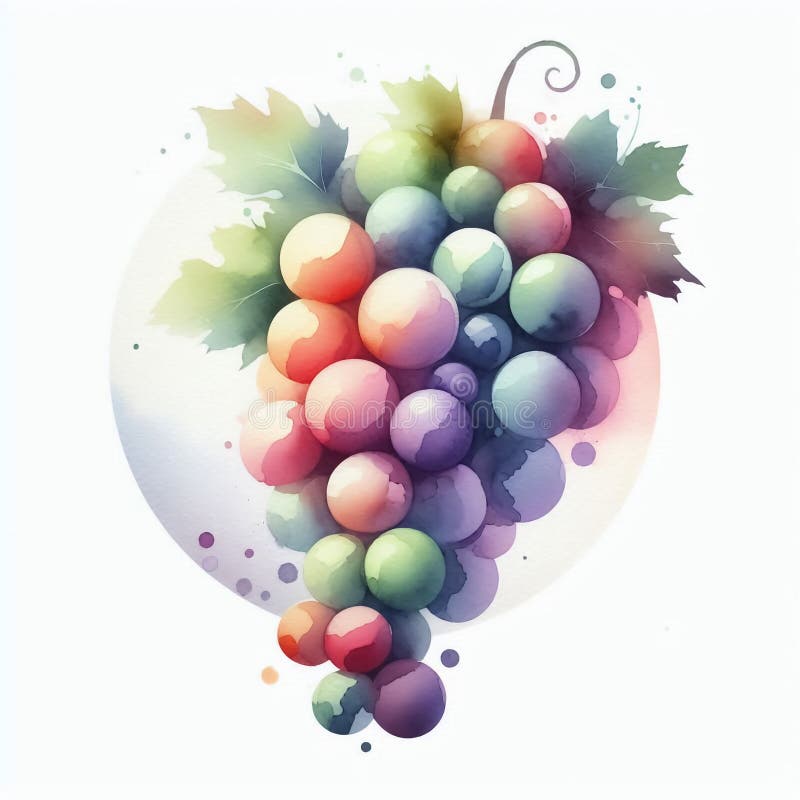 Abstract Watercolor Illustration of Grapes, with Soft Colors Stock ...