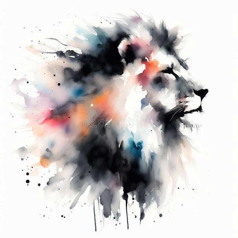 Abstract Watercolor Illustration of a Lion, with Soft Colors Stock ...