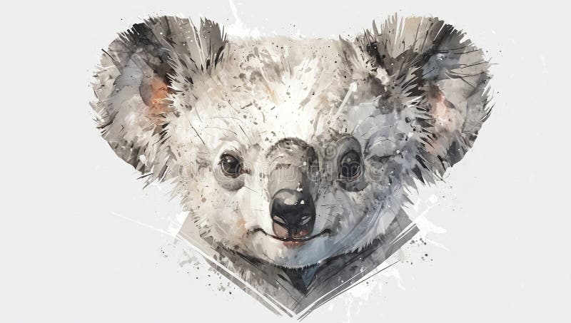 Abstract Watercolor Koala Face Illustration. Anime Style Stock ...