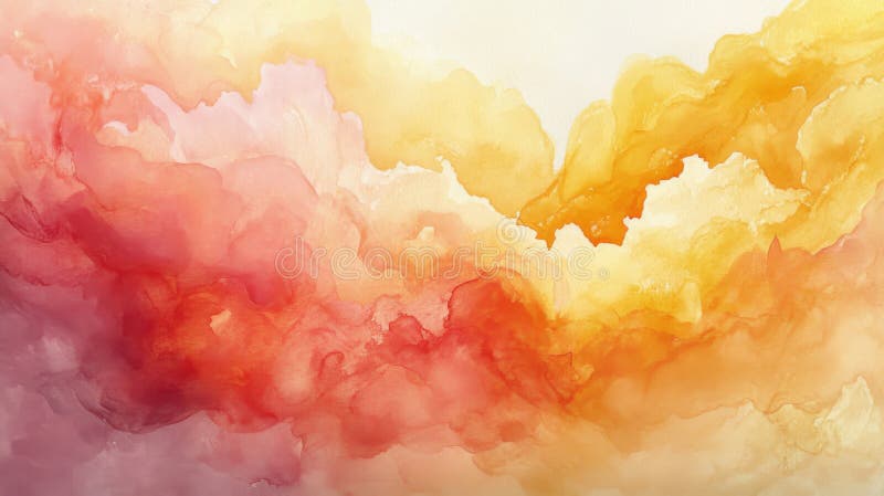 Abstract Watercolor Landscape of Warm Hues Stock Illustration ...