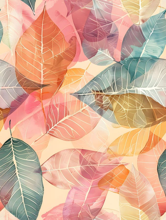 Abstract Watercolor Leaf Pattern, Soft Pastel Colors Background Stock ...
