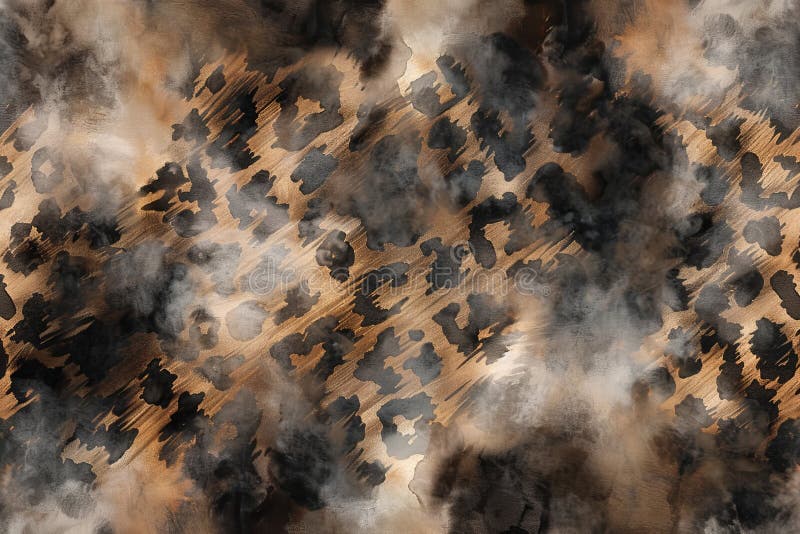 Abstract Watercolor Leopard Print Pattern with Smoke Background Stock ...