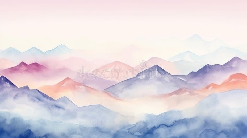 Abstract Watercolor Mountains Seamless Border Illustration AI Generated ...