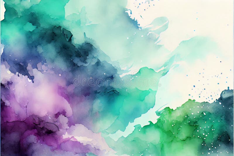 Abstract Watercolor Multicolor Background with Violet and Emerald ...