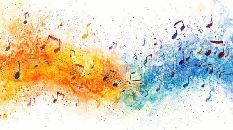 Abstract Blue Purple Music Notes Watercolor Stock Illustrations – 93 ...