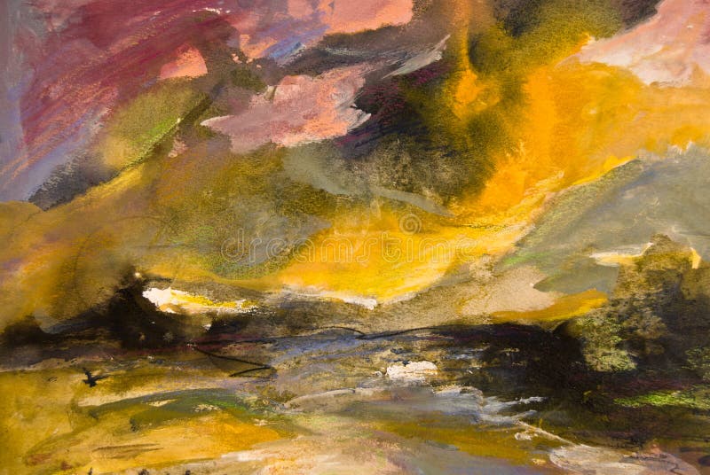 Abstract Watercolor Painting of Coastal Storm Stock Photo - Image of ...