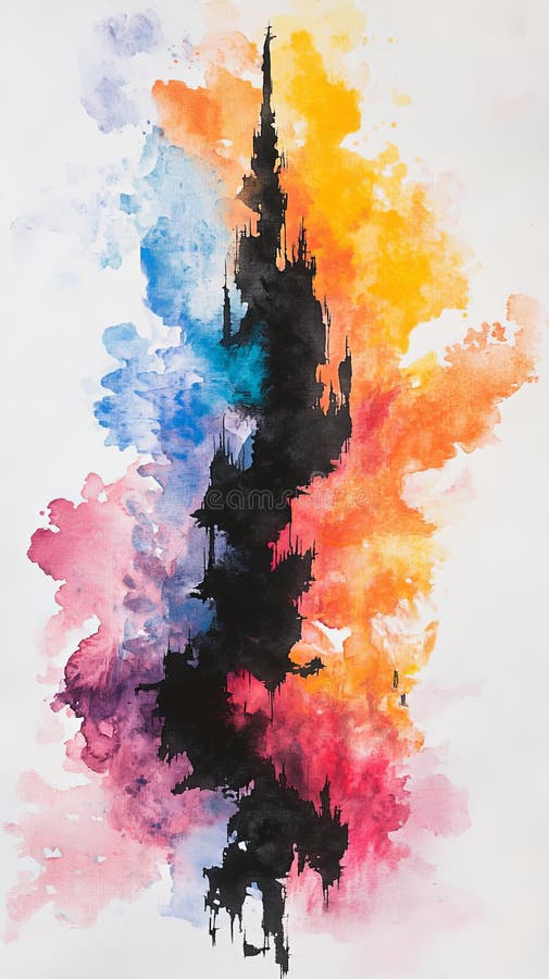 Abstract Watercolor Painting of Network Security Breach Concept Stock ...