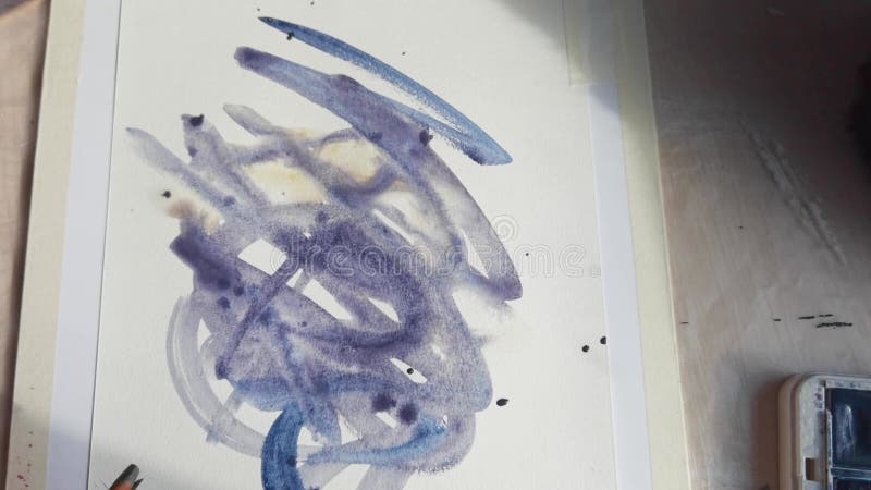 Abstract Watercolor Painting Process with Brush Strokes and Blending ...