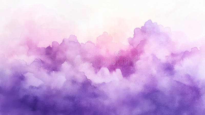 Abstract Watercolor Painting of Purple Clouds Stock Illustration ...