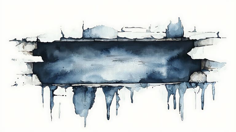Abstract Watercolor Painting of a Rectangular Frame with Dripping Paint ...