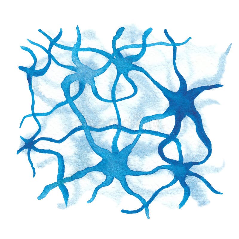 Abstract Watercolor Pattern of a Neuron Connections Isolated on a White ...