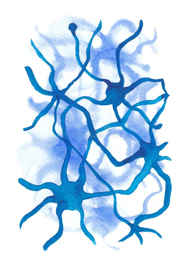 Abstract Watercolor Pattern of a Neuron Connections Isolated on a White ...