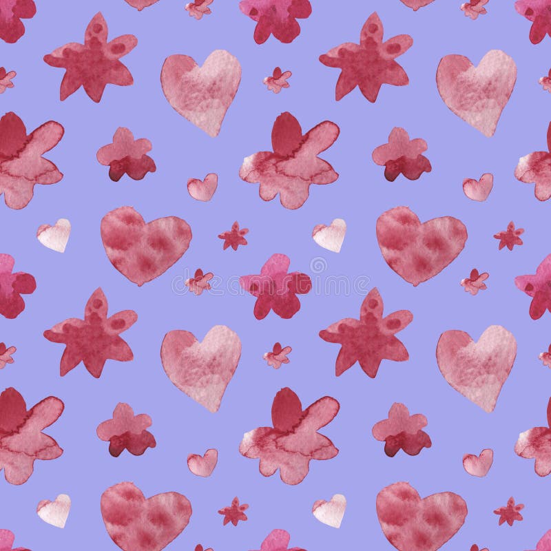 Abstract Watercolor with Pink Elements Seamless Pattern on Very Peri ...