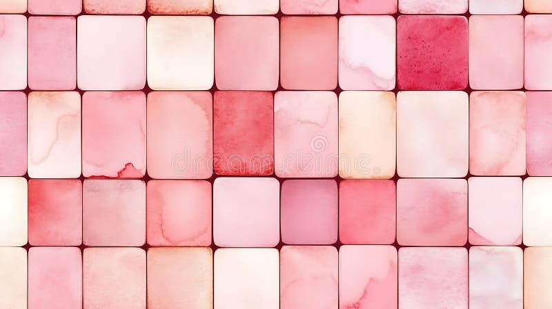 Abstract Watercolor Pink and Red Square Tile Pattern Stock Illustration ...