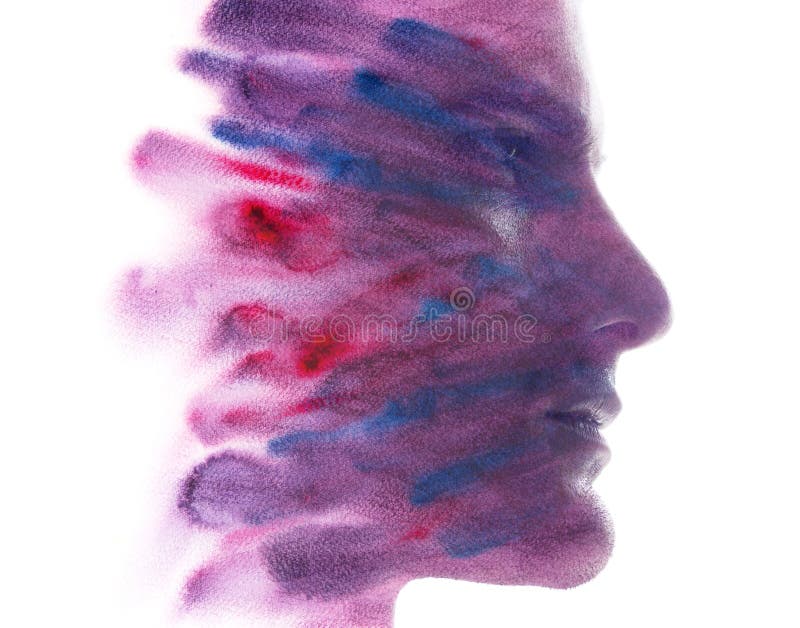 An Abstract Watercolor Profile Silhouette of a Man. a Paintography ...