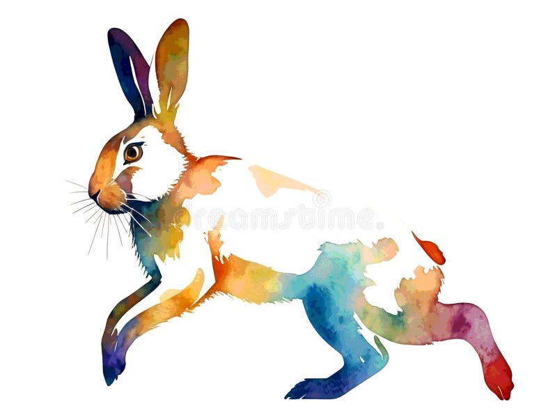 Abstract Watercolor Rabbit, Hare Isolated Illustration Stock ...