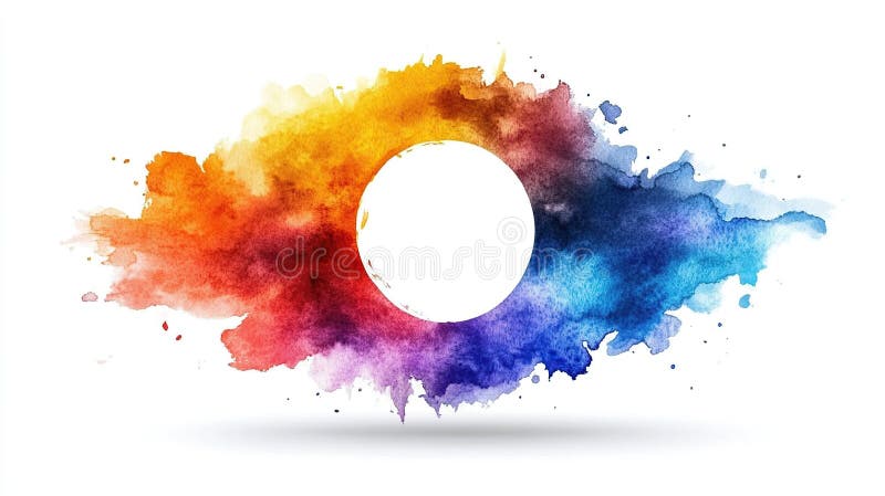 Abstract Watercolor Rainbow Circle Frame, Colorful Splash, Vibrant ...