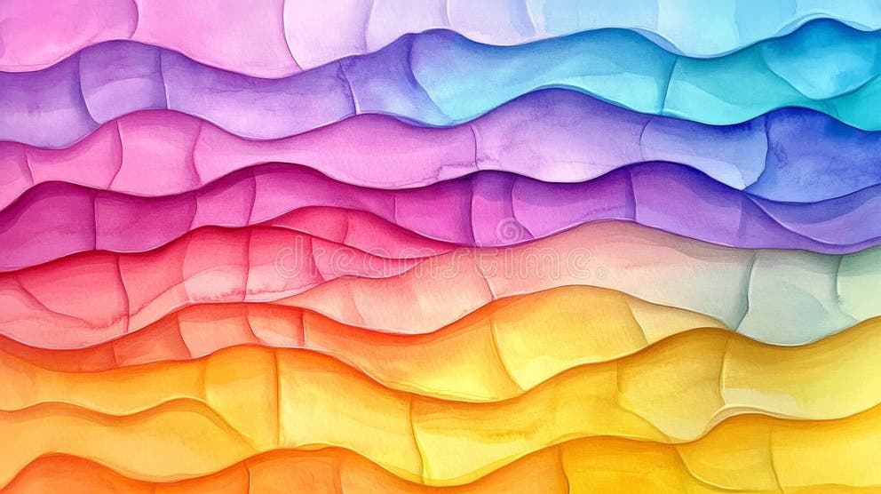 Abstract Watercolor Rainbow Wave Layers Design Stock Illustration ...