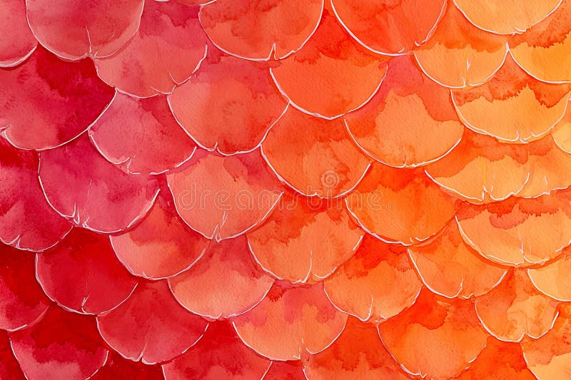 Abstract Watercolor Red and Orange Scale Pattern Stock Illustration ...
