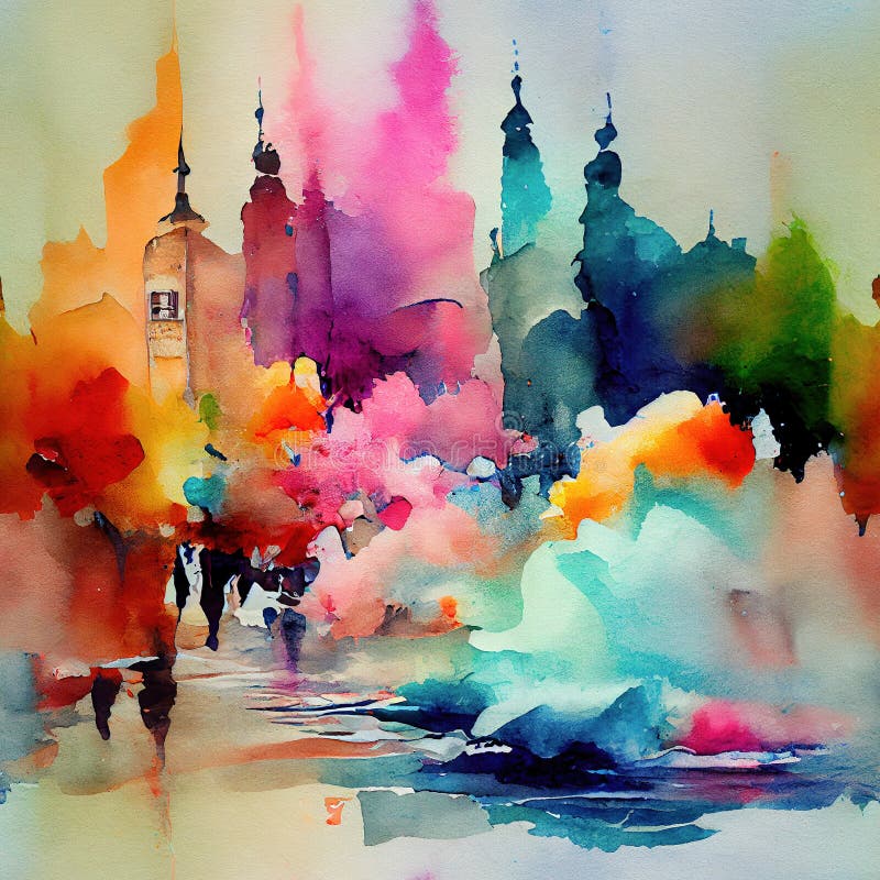 Watercolor Seamless Pattern Background. Bright Colorful Paint Smear ...