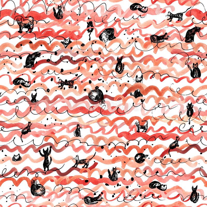 Cat wavy pattern stock illustration. Illustration of soft - 148385493