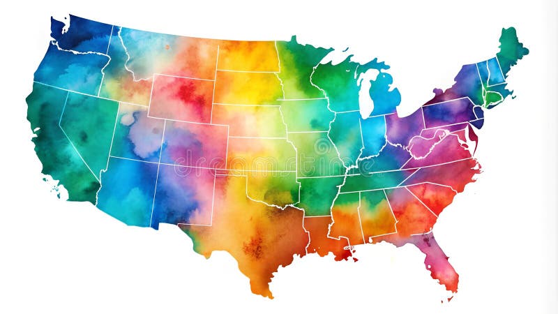 Abstract Watercolor State Map on Transparent Background AI Generated ...