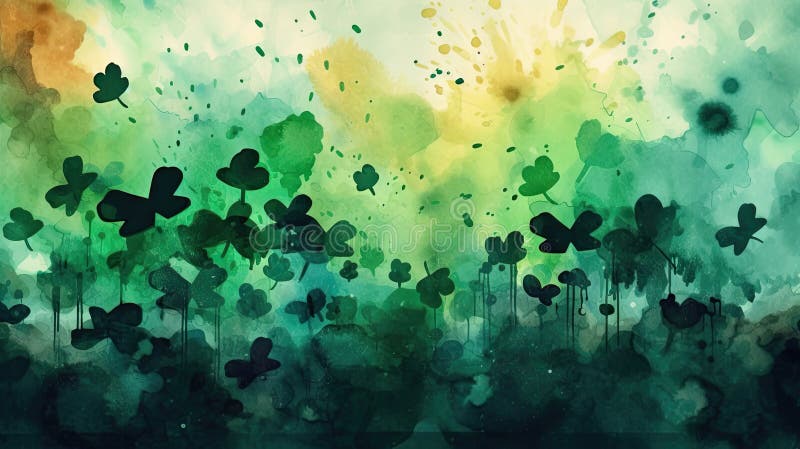Abstract Watercolor Style Background with Clover for St. Patrick S Day ...