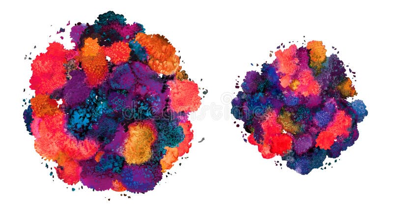 Abstract Watercolor Texture, Bionic Form, Dynamic Color Red and Blue ...