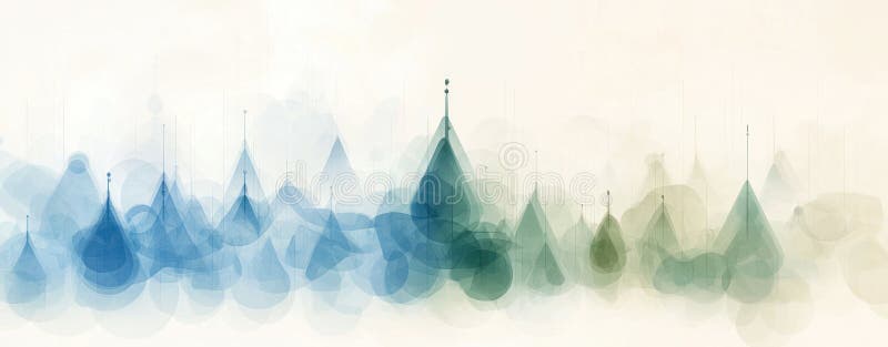 Abstract Watercolor Trees in Soft Blue and Green Hues Create Serene ...