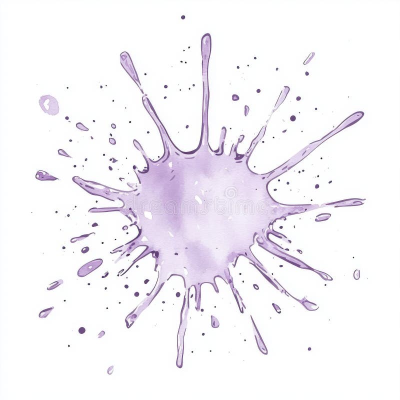 An Abstract Watercolor Violet Splash on a White Background. an Ink ...