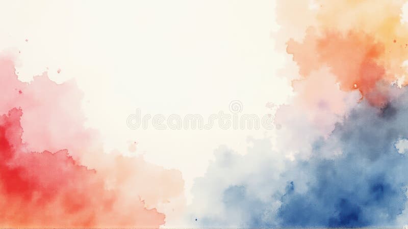 Abstract Watercolor Wash in Red, Orange, and Blue Stock Illustration ...