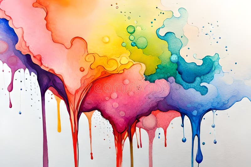 Abstract Watercolor on White Paper, Color Splash on Paper Stock ...