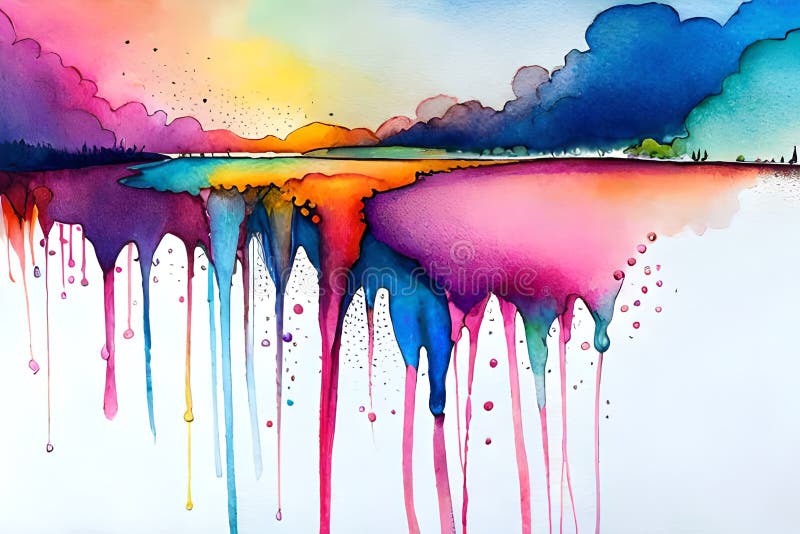 Abstract Watercolor on White Paper, Color Splash on Paper Stock ...