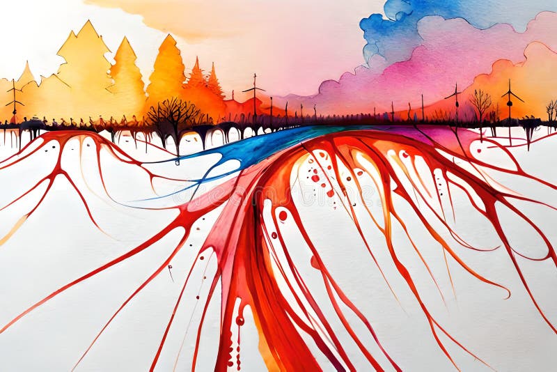 Abstract Watercolor on White Paper, Color Splash on Paper Stock ...