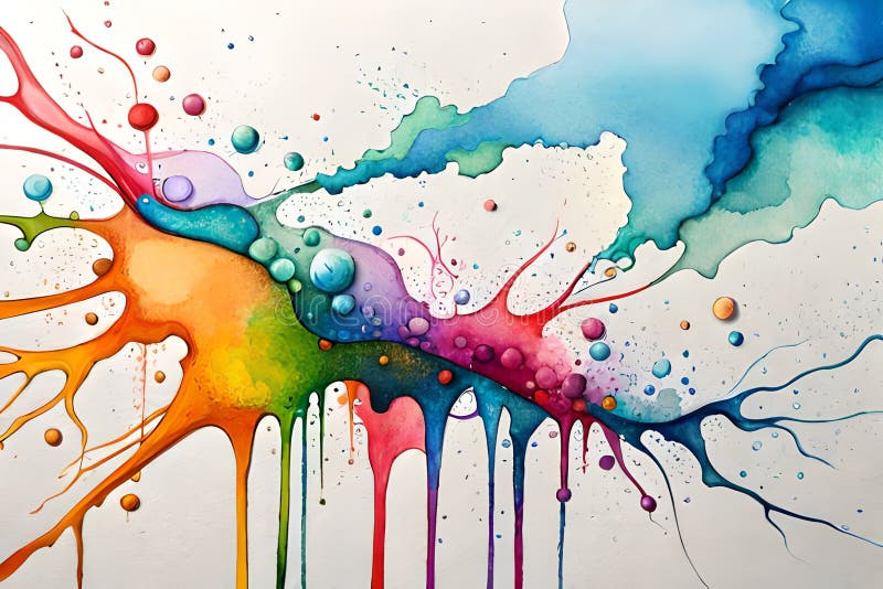 Abstract Watercolor on White Paper, Color Splash on Paper Stock ...