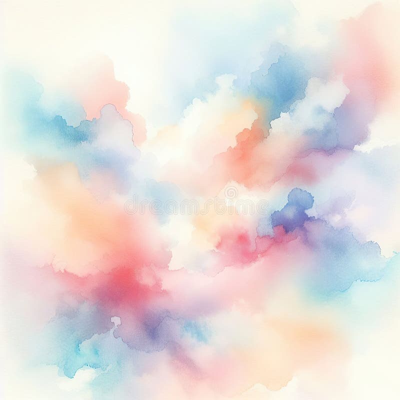 Abstract Watercolour Background Texture, Rainbow Multicolour Cloud ...
