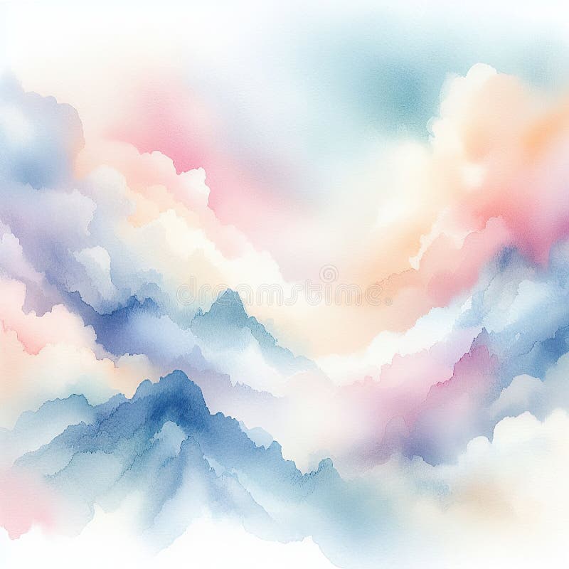 Abstract Watercolour Background Texture, Rainbow Multicolour Cloud ...