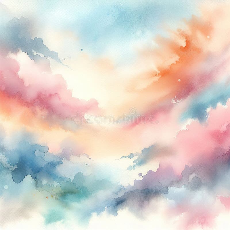 Abstract Watercolour Background Texture, Rainbow Multicolour Cloud ...
