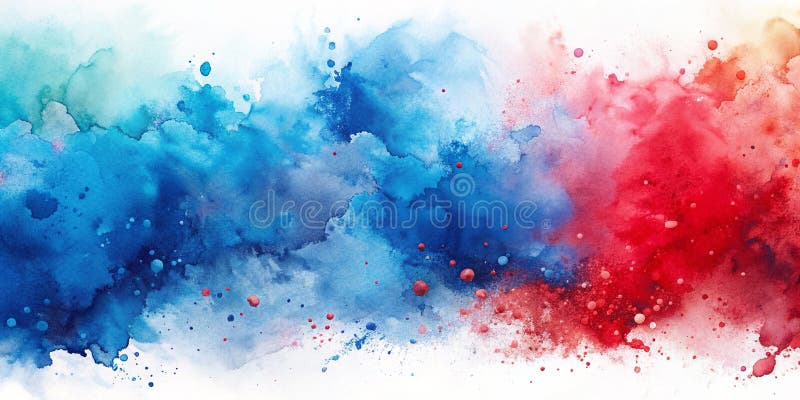 Abstract Watercolour Contrast between Blue and Red Splash Background ...