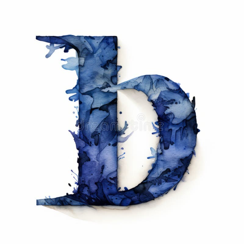 Indigo Wood Letter L: Distinctive Typography in Blue Watercolor Stock ...