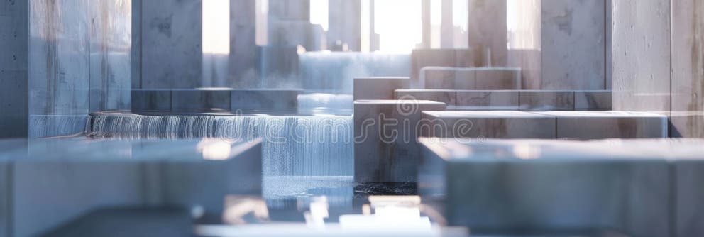 An Abstract Waterfall Constructed with Intersecting Squares Giving the ...