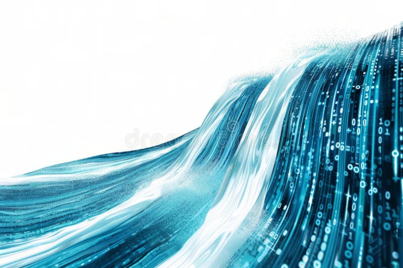 Abstract Waterfall Turning into a Stream of Data, Symbolizing the Flow ...