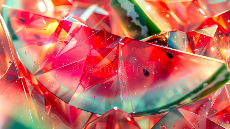 Abstract Watermelon Glass Composition with Texture of Triangular ...