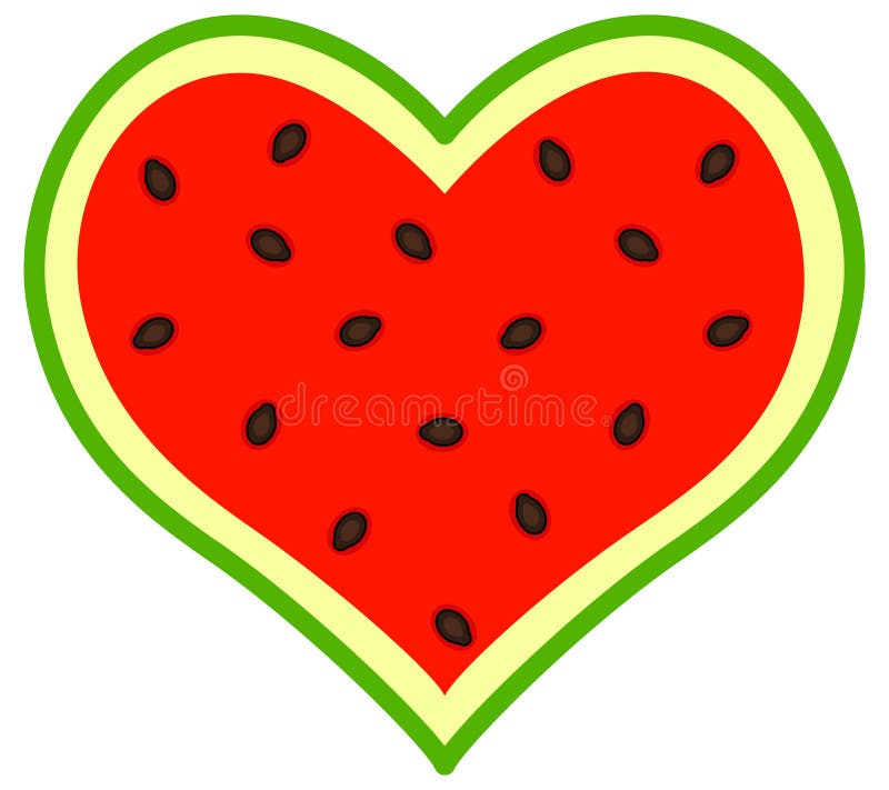 Watermelon Heart with Arrow, Hand Drawn, with Transparent Background ...