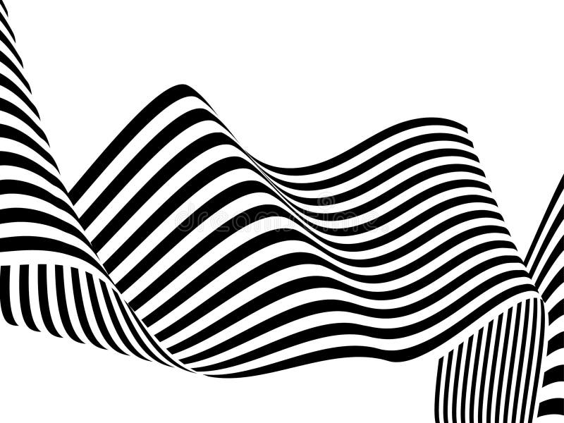 Abstract Wave Background, Black and White Wavy Stripes or Lines Design ...