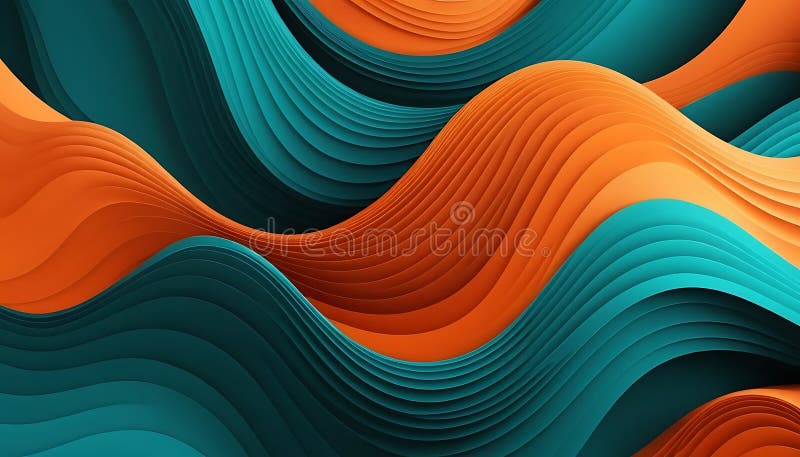 Abstract Wave Background with Dynamic Orange and Teal Color Gradient ...
