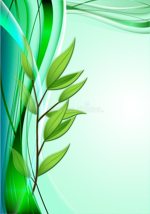 Abstract Background With Wave And Leaves Stock Vector - Illustration of ...
